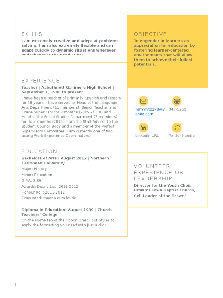 Experienced Teacher and Leader Profile | PDF