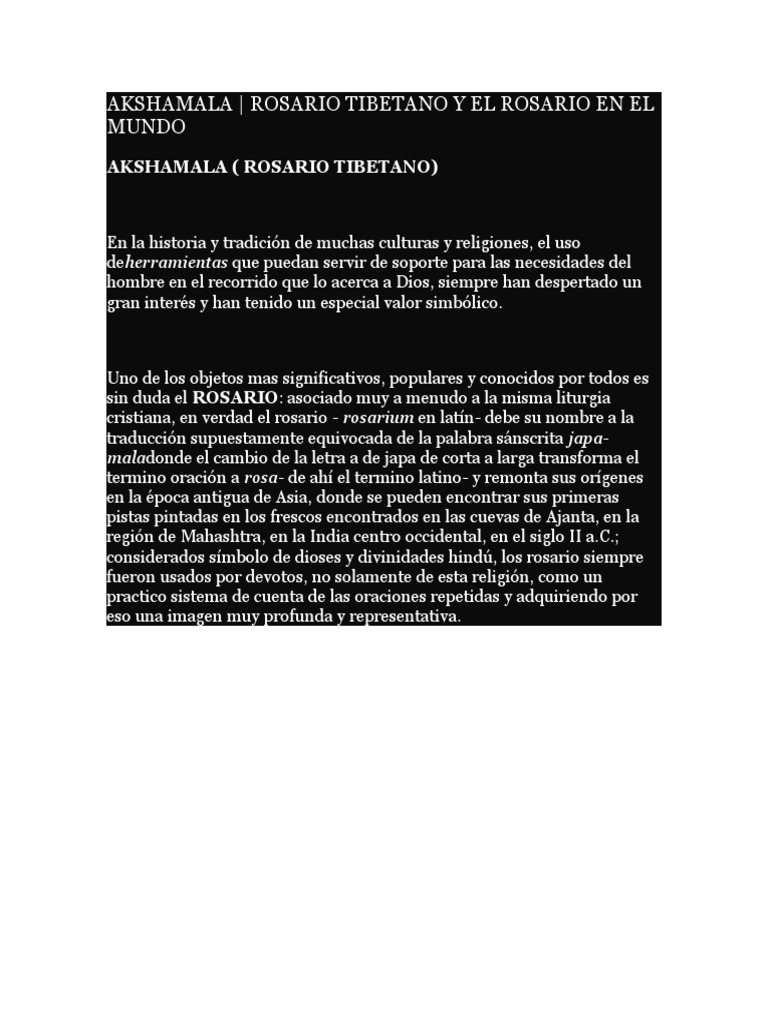 Akshamala Rosario Tibetano | PDF | Rosario | Oración