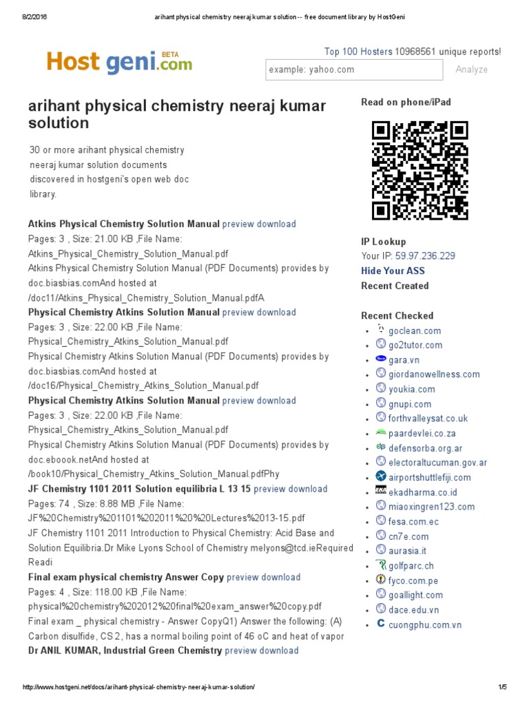 Arihant Physical Chemistry Neeraj Kumar Solution - Free Document ...