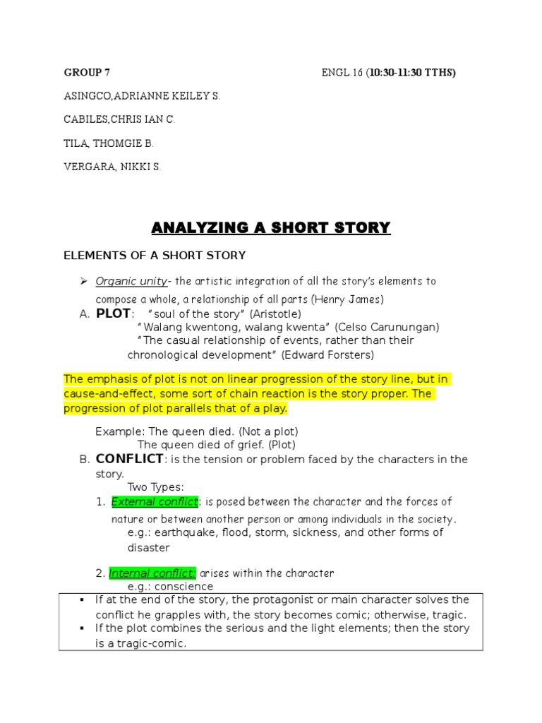 Analyzing A Short Story Tesl2 | PDF | Plot (Narrative) | Elves