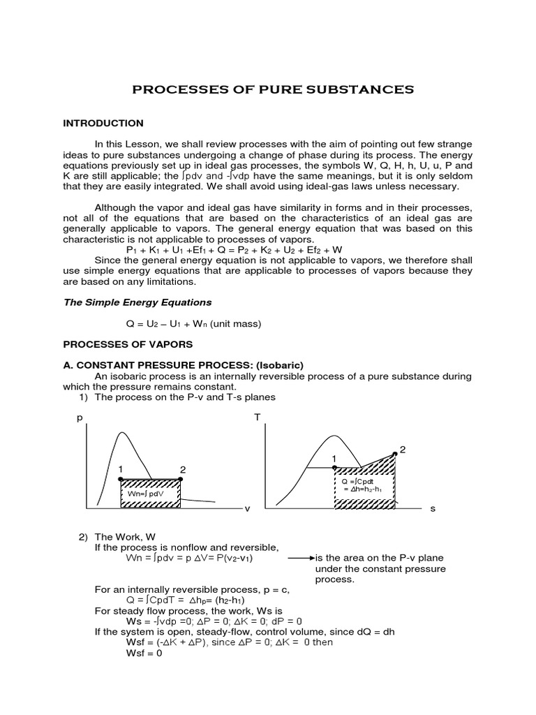 Thermodynamics of Pure Substances | PDF | Enthalpy | Heat