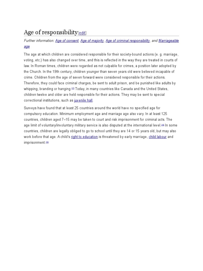 Age of Responsibility | PDF