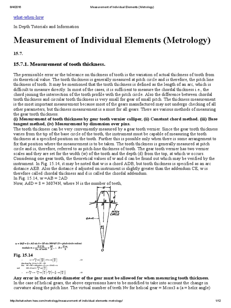 Gear Tooth Vernier Caliper | PDF | Gear | Circle