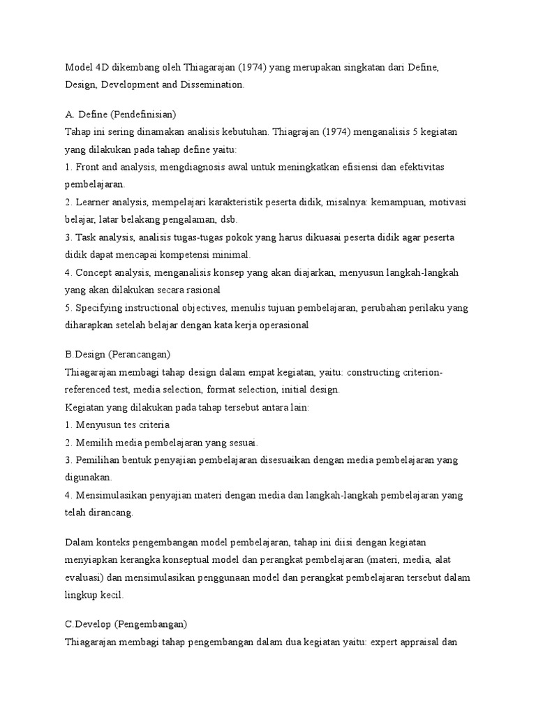 Model 4D Dikembang Oleh Thiagarajan | PDF