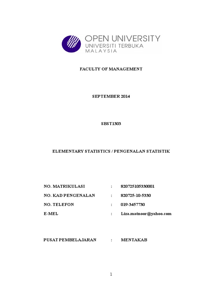 SBST1303 (Pengenalan Statistik) | PDF
