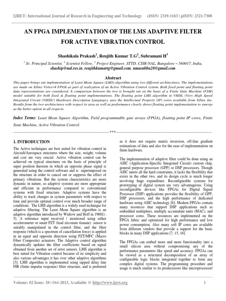 An Fpga Implementation of The Lms Adaptive Filter | PDF