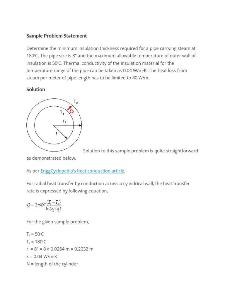 Pipe Heat Loss Example | PDF | Thermal Insulation | Heat Transfer