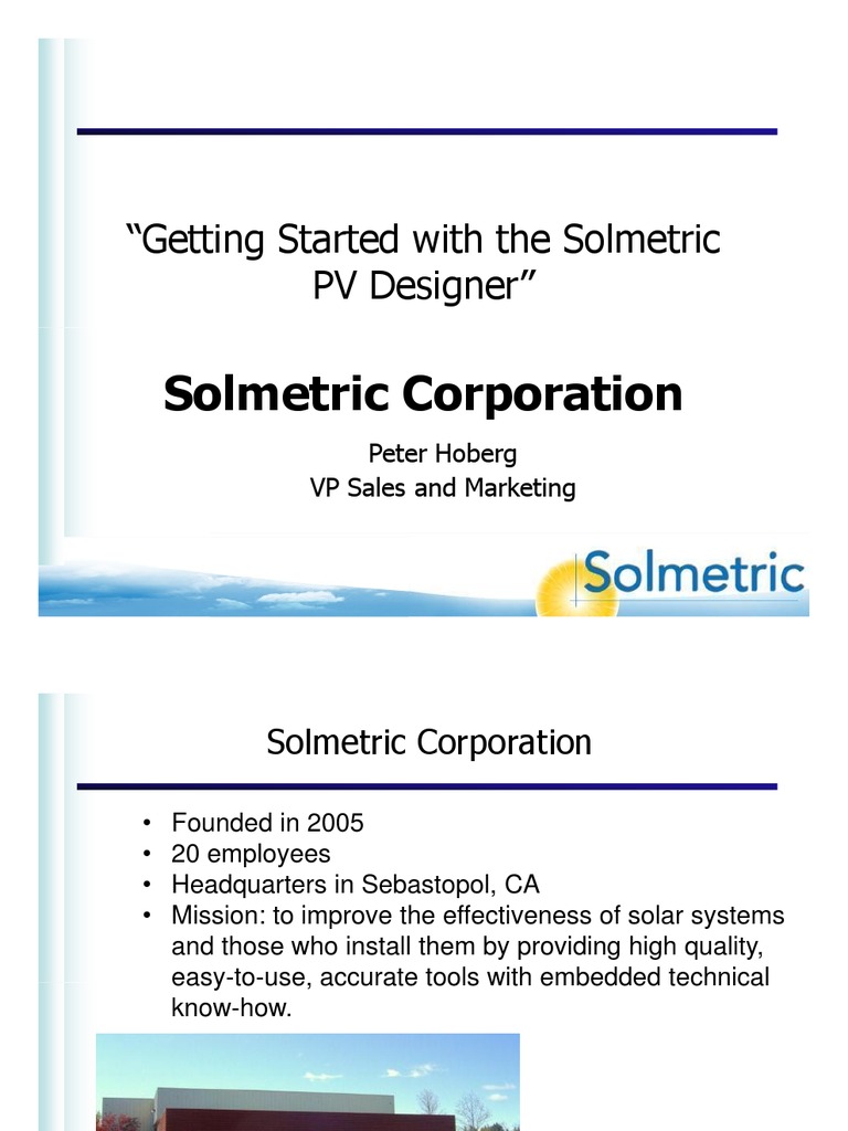 Getting Started With The Solmetric PV Designer | PDF | Photovoltaics ...