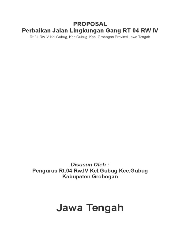 PROPOSAL Perbaikan Jalan RT 4 | PDF