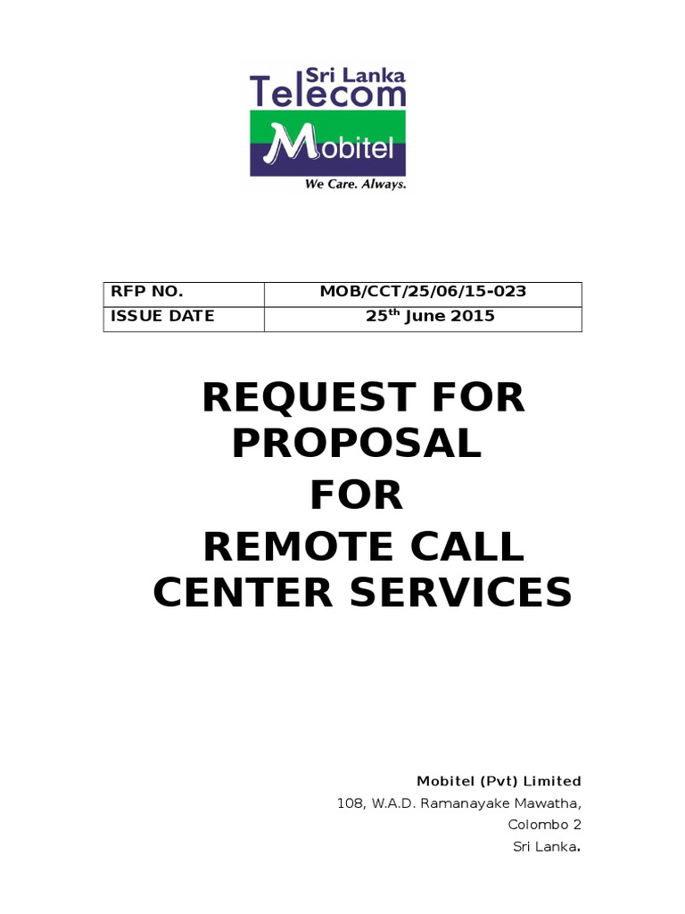 RFP Remote Call Center Services | PDF | Request For Proposal | Arbitration