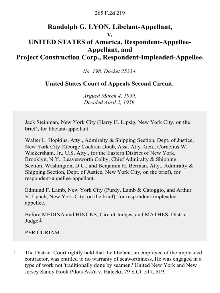 Randolph G. Lyon, Libelant-Appellant v. United States of America ... Randolph G. Lyon, Libelant-Appellant v. United States of America ...