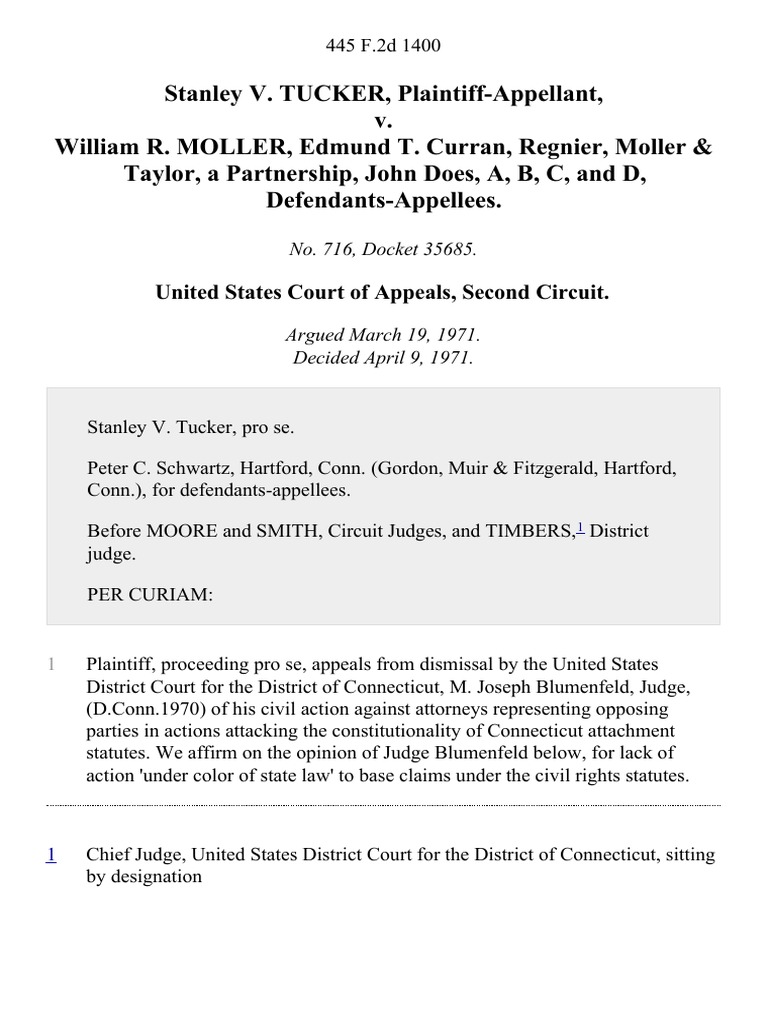 Stanley v. Tucker v. William R. Moller, Edmund T. Curran, Regnier, Moller & Taylor, A ...