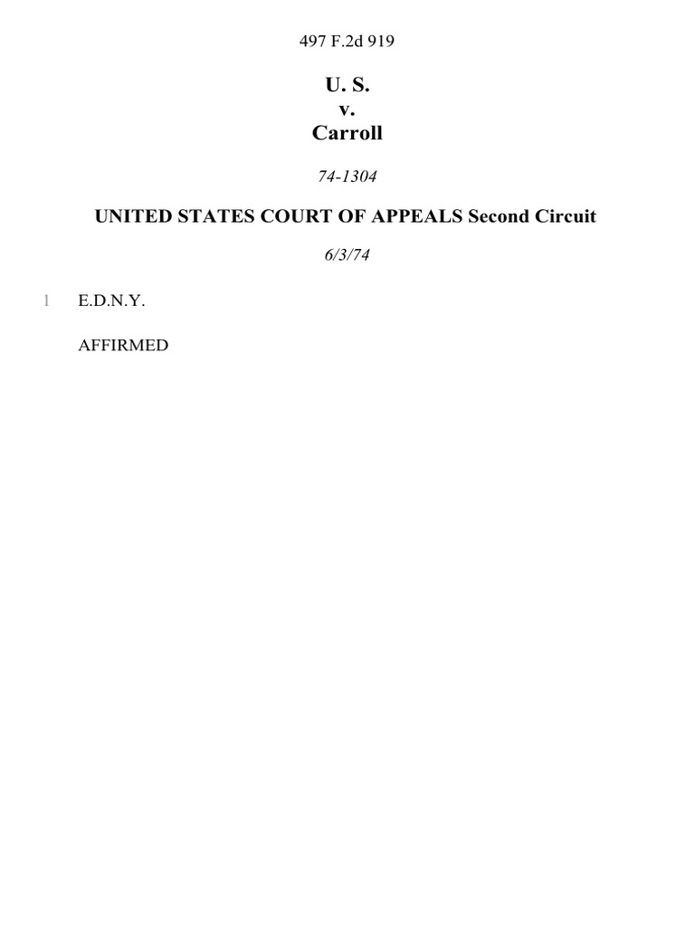 United States v. Carroll, 497 F.2d 919, 2d Cir. (1974) | PDF