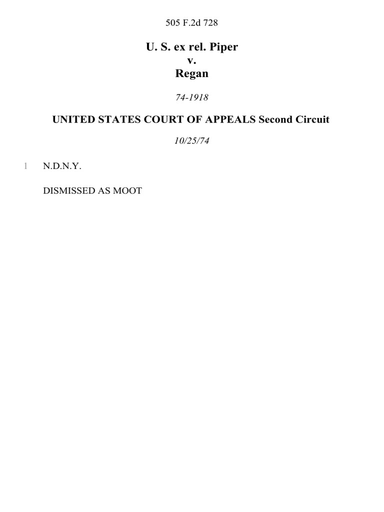 U. S. Ex Rel. Piper v. Regan, 505 F.2d 728, 2d Cir. (1974) | PDF ...