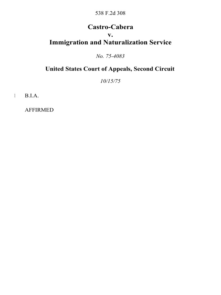 Castro-Cabera v. Immigration and Naturalization Service, 538 F.2d 308 ...