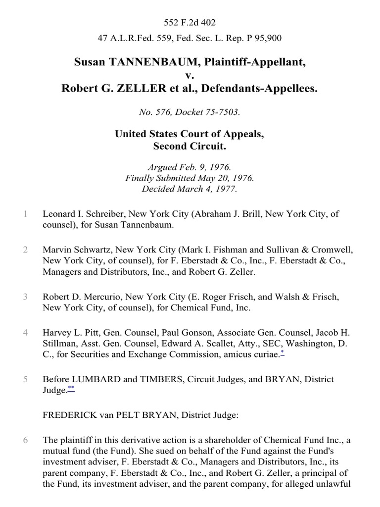 Susan Tannenbaum v. Robert G. Zeller, 552 F.2d 402, 2d Cir. (1977 ...