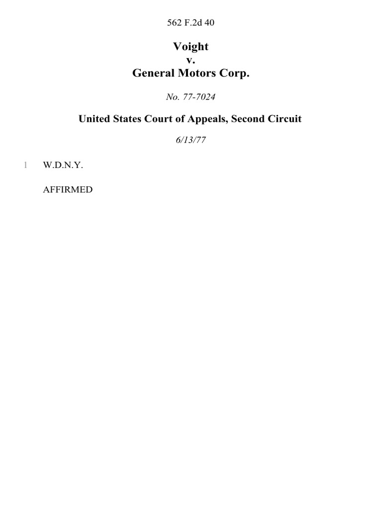 Voight v. General Motors Corp, 562 F.2d 40, 2d Cir. (1977) | PDF