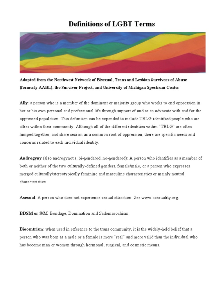 Definitions of LGBT Terms | PDF | Transgender | LGBTQIA+ Studies