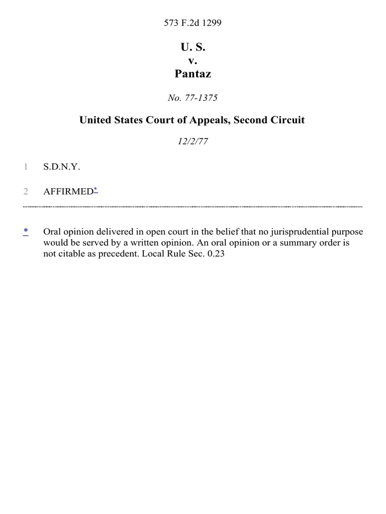 United States v. Pantaz, 573 F.2d 1299, 2d Cir. (1977) | PDF