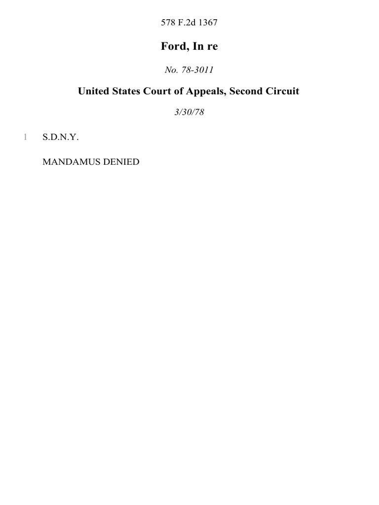 Ford, in Re, 578 F.2d 1367, 2d Cir. (1978) | PDF | Law