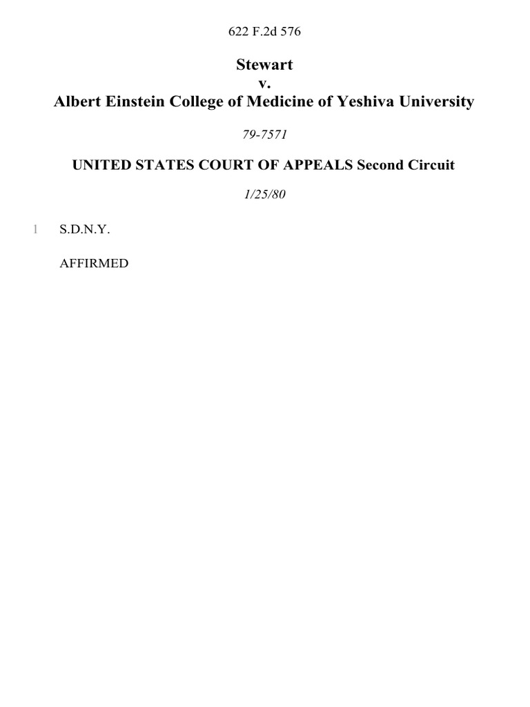 Stewart v. Albert Einstein College of Medicine of Yeshiva University ...