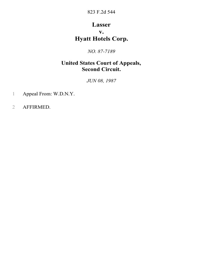 Lasser v. Hyatt Hotels Corp, 823 F.2d 544, 2d Cir. (1987) | PDF