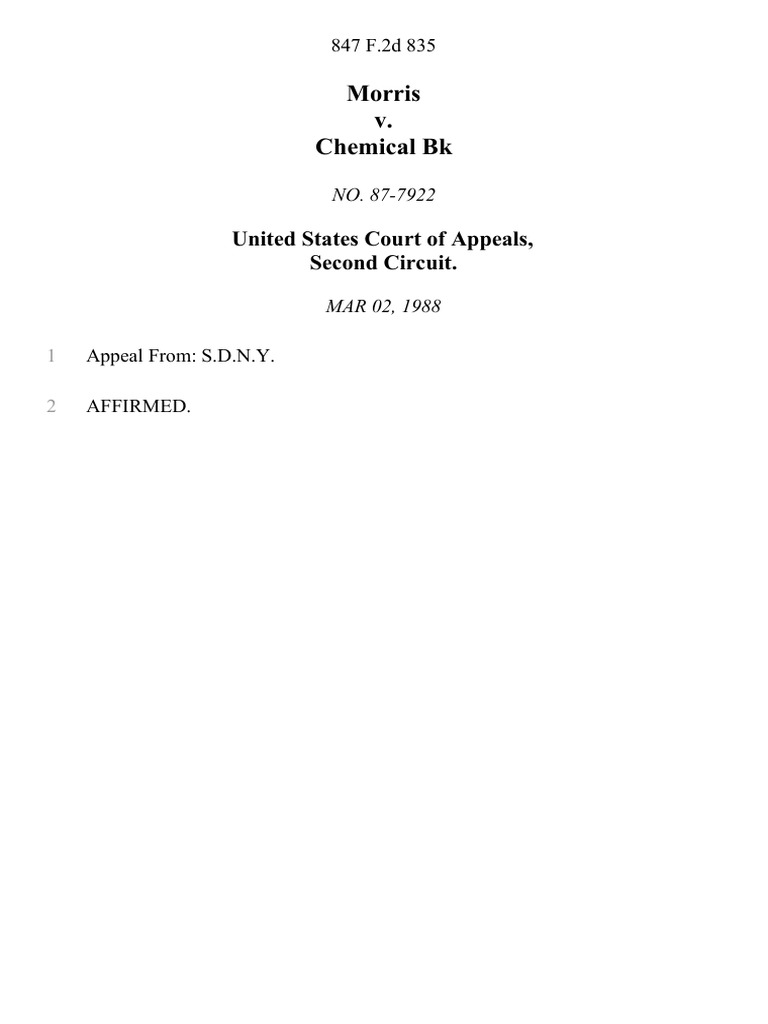 Morris v. Chemical BK, 847 F.2d 835, 2d Cir. (1988) | PDF