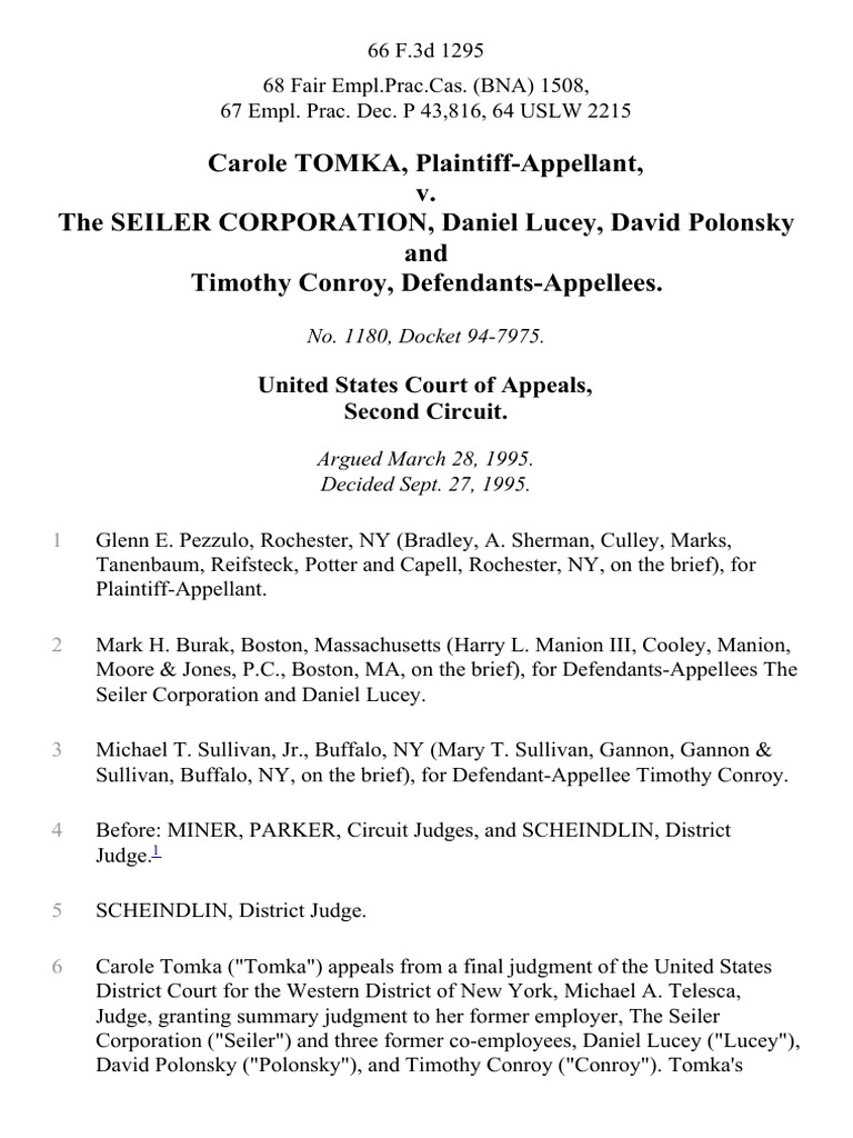 Carole Tomka v. The Seiler Corporation, Daniel Lucey, David Polonsky ...
