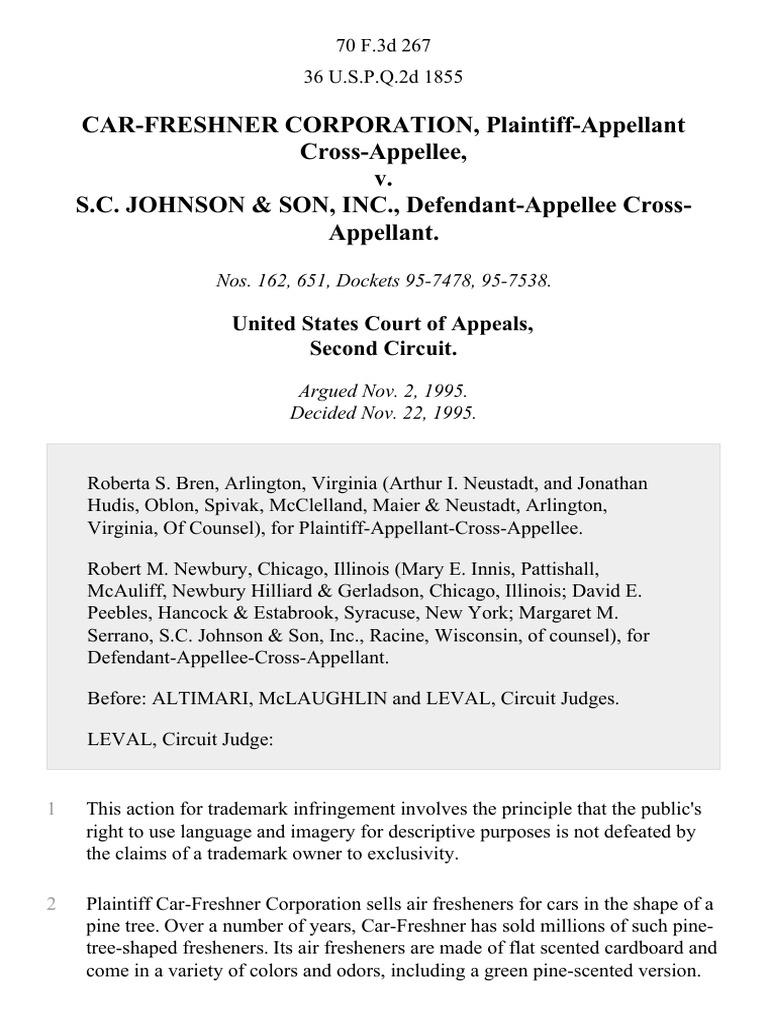 Car-Freshner Corporation, Cross-Appellee v. S.C. Johnson & Son, Inc ...