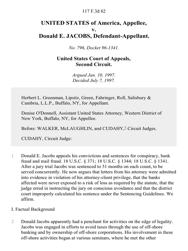 United States v. Donald E. Jacobs, 117 F.3d 82, 2d Cir. (1997) | PDF ...