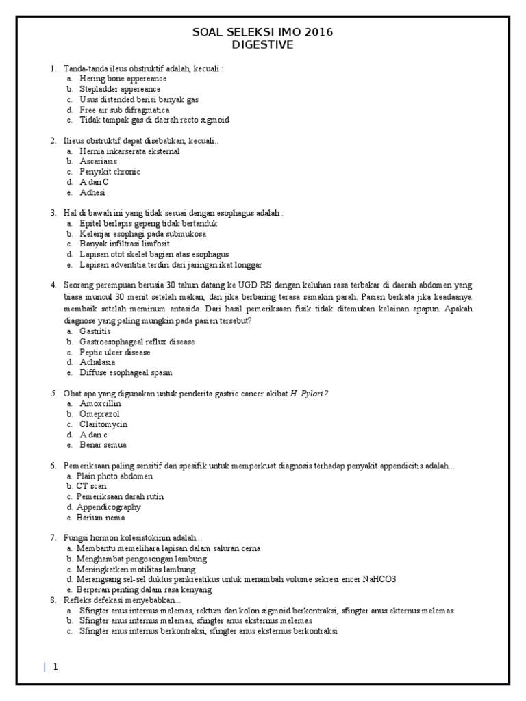 Soal Digestive | PDF | Kesehatan Holistik