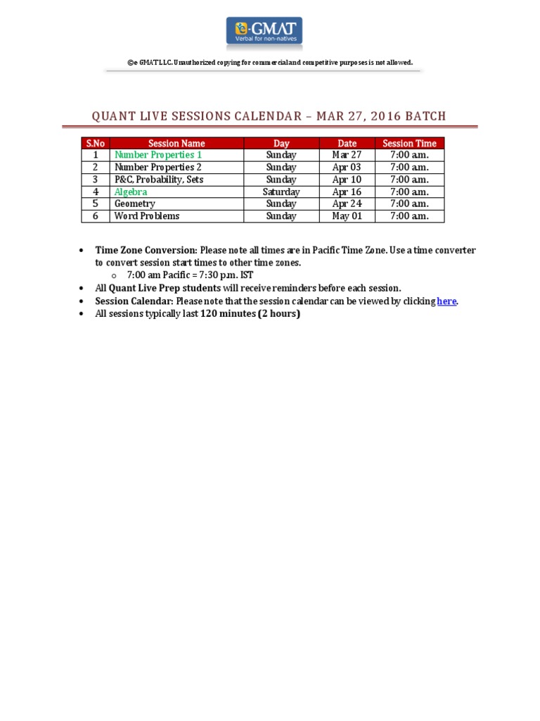 Quant Live Sessions Calendar March 2016 | PDF | Career & Growth