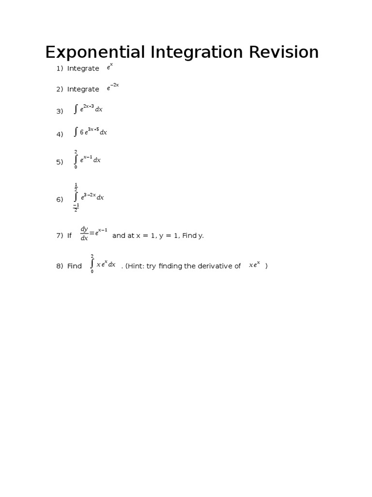 Exponential Integration Revision | PDF