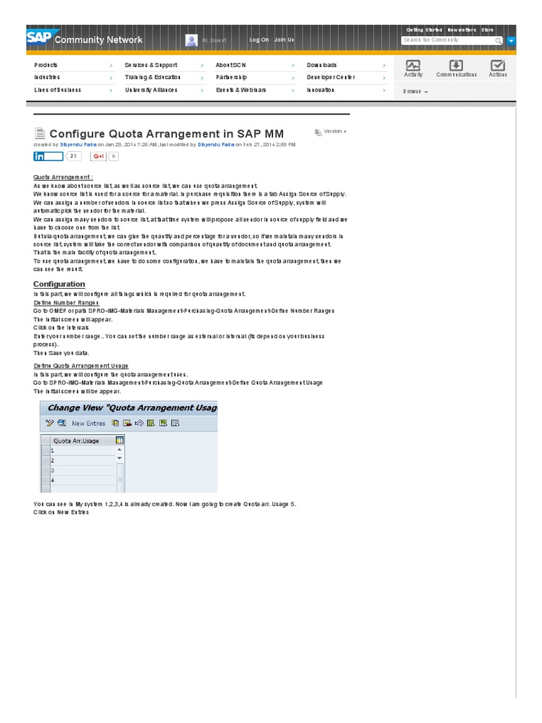 Configure Quota Arrangement in SAP MM - SCN | PDF | World Wide Web ...