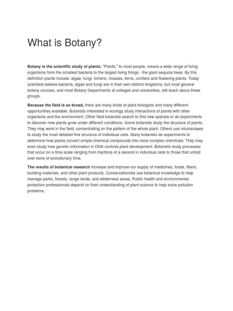 What Is Botany | PDF | Botany | Plants
