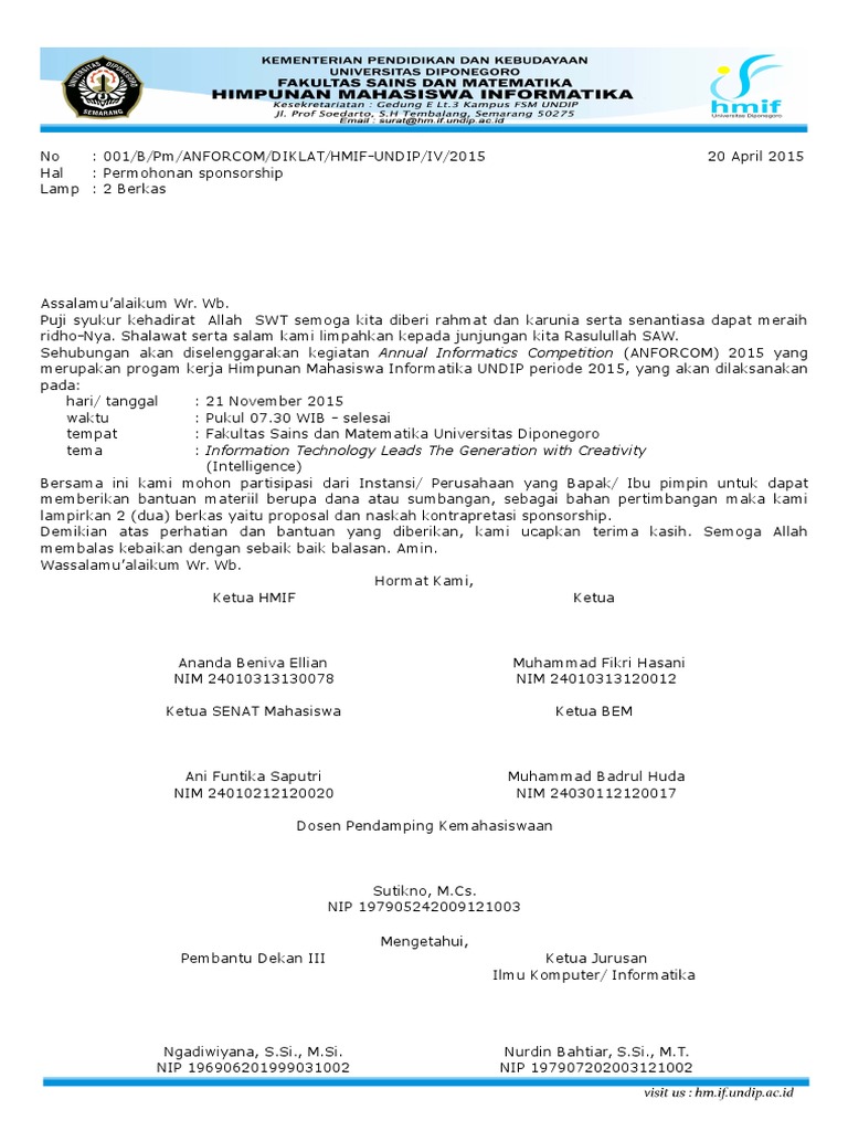 001 - Surat Pengantar Proposal | PDF