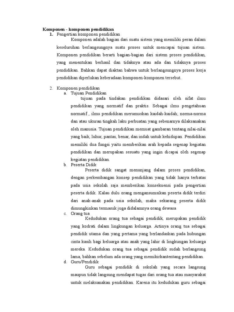 Komponen - Komponen Pendidikan | PDF