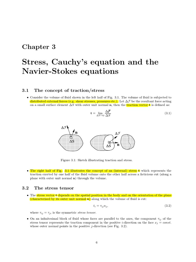 Cauchy and Navier-Stokes Equations | PDF | Stress (Mechanics) | Navier ...