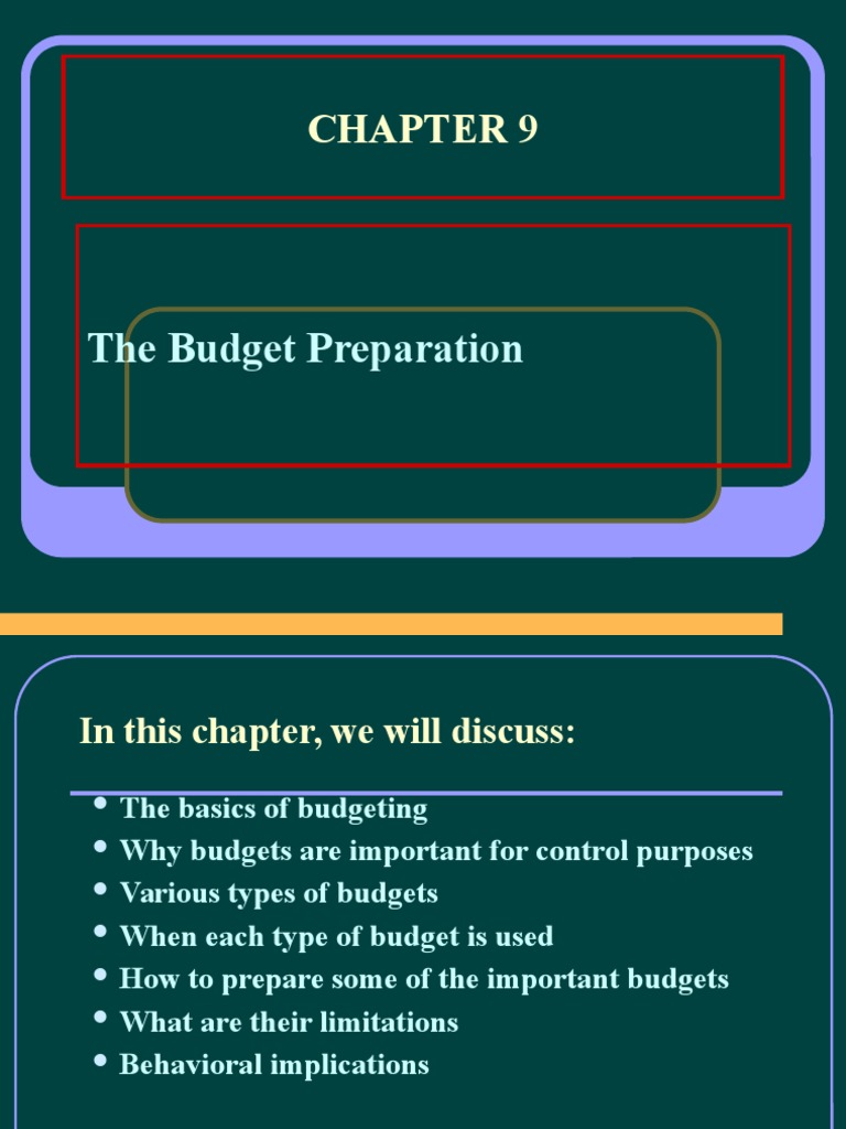 Chapter 9 - Budget Preparation | PDF | Strategic Planning | Budget