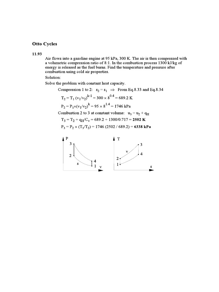Exercícios Resolvidos - Ciclo Otto PDF | PDF