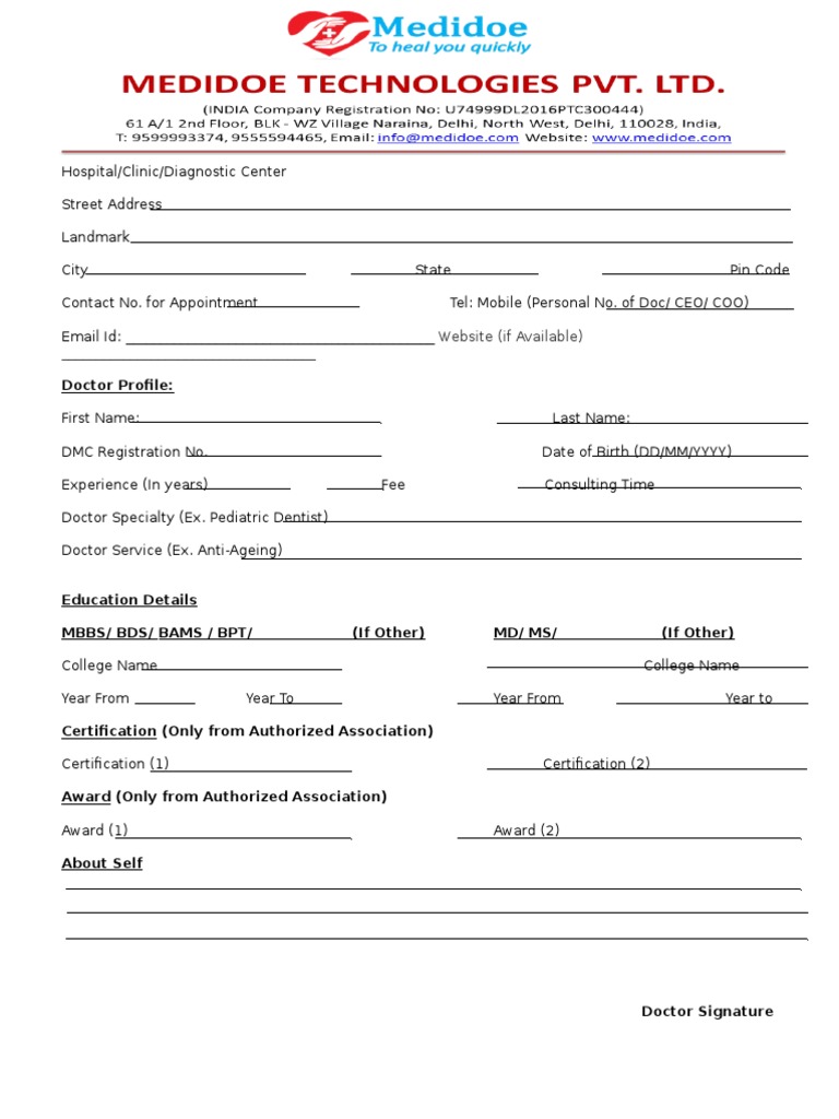 Doctor Registration Form | PDF