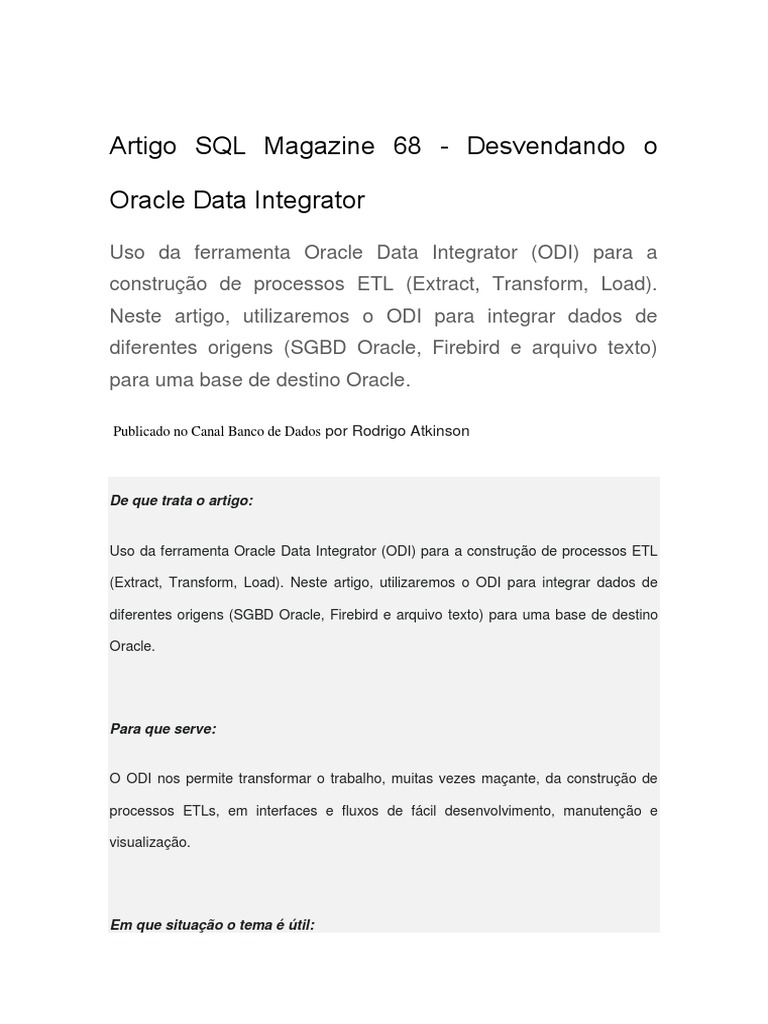 Artigo SQL Magazine 68 PDF | PDF