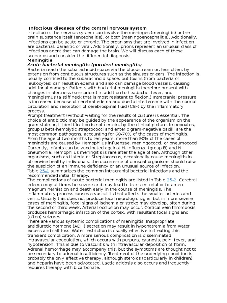 Infectious Diseases of The Central Nervous System | PDF | Meningitis ...