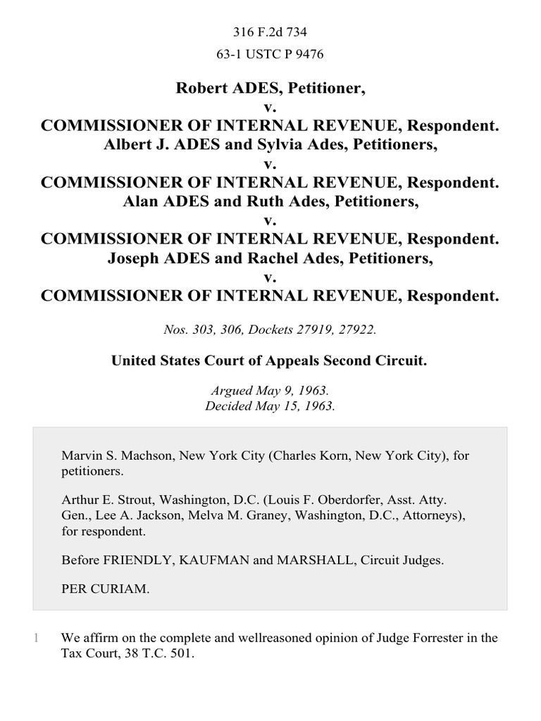 Robert Ades v. Commissioner of Internal Revenue, Albert J. Ades and ...
