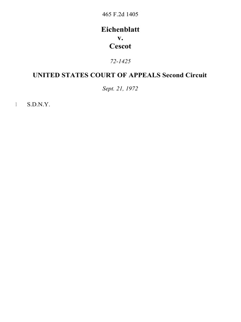 Eichenblatt v. Cescot, 465 F.2d 1405, 2d Cir. (1972) | PDF
