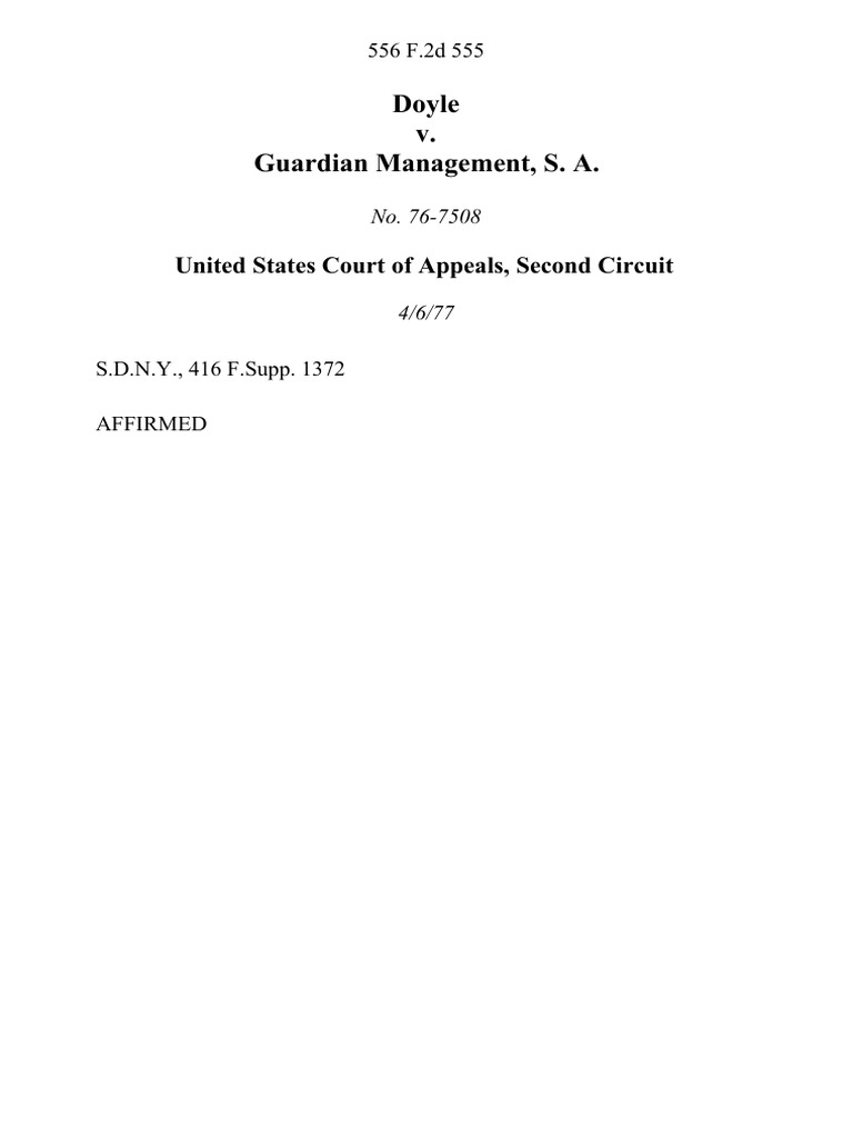 Doyle v. Guardian Management, S. A, 556 F.2d 555, 2d Cir. (1977) | PDF