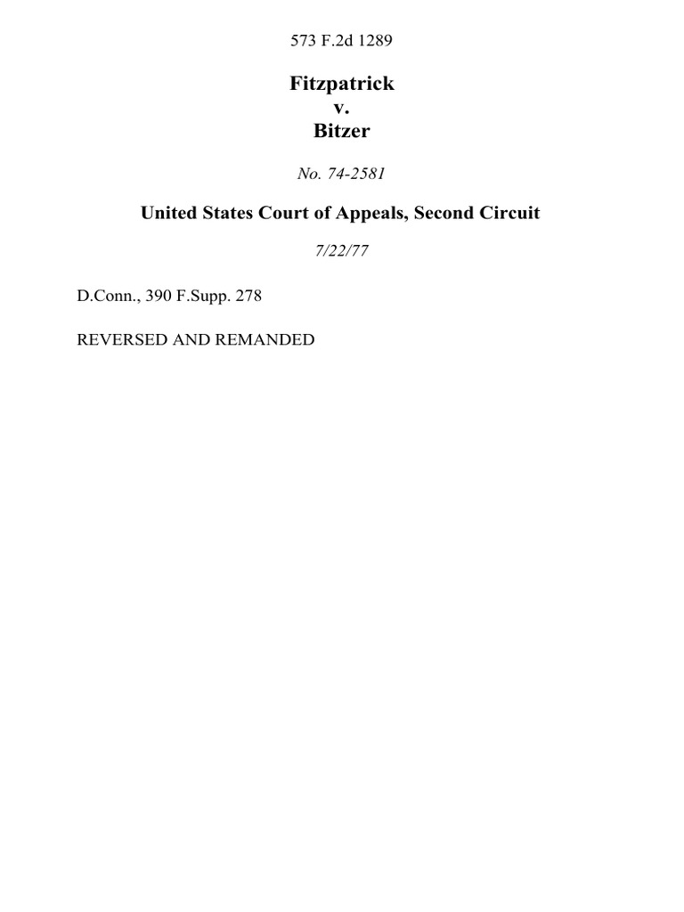 Fitzpatrick v. Bitzer, 573 F.2d 1289, 2d Cir. (1977) | PDF