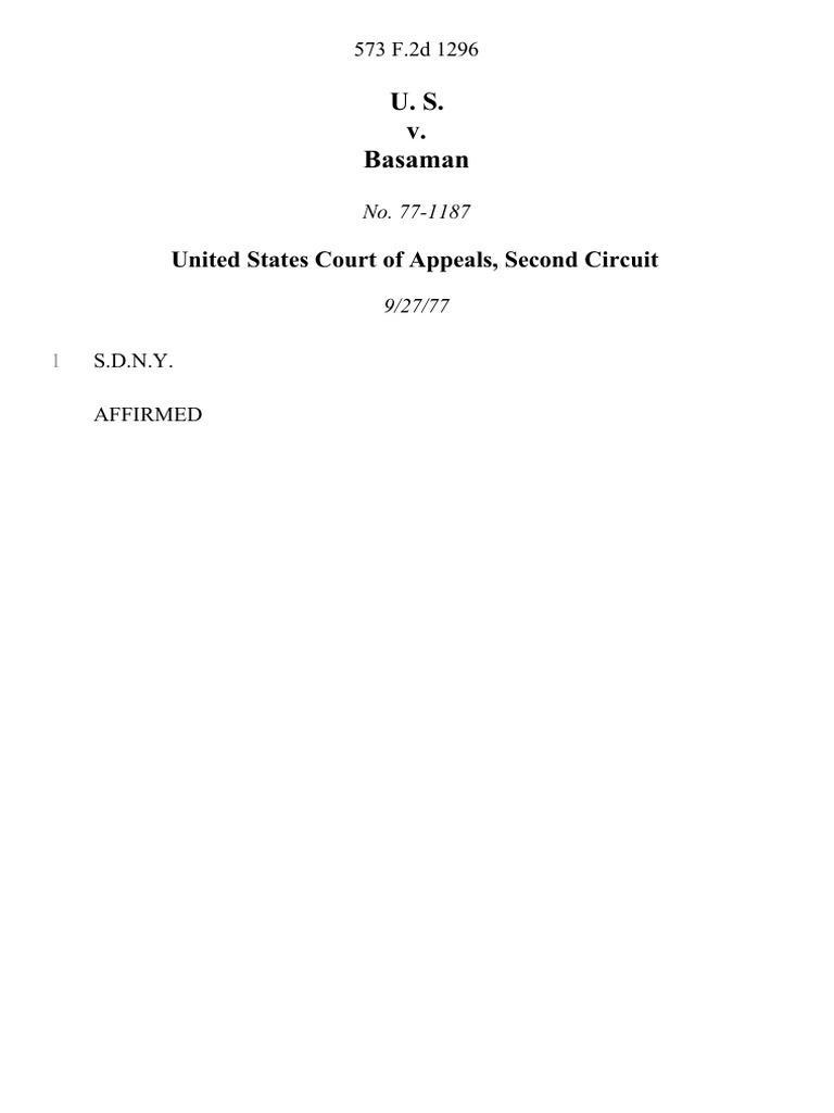 United States v. Basaman, 573 F.2d 1296, 2d Cir. (1977) | PDF | Federal ...