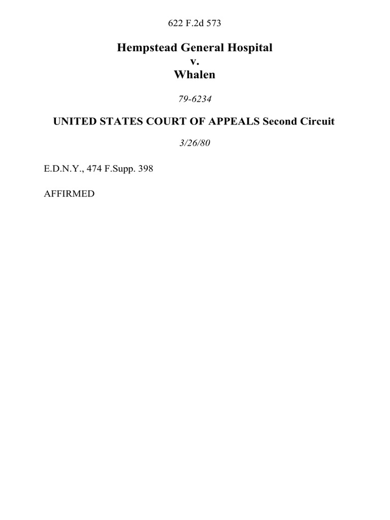 Hempstead Gen. Hosp. v. Whalen Case Summary | PDF