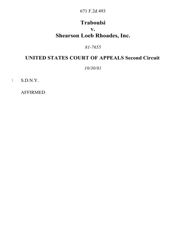 Traboulsi v. Shearson Loeb Rhoades, Inc, 671 F.2d 493, 2d Cir. (1981) | PDF